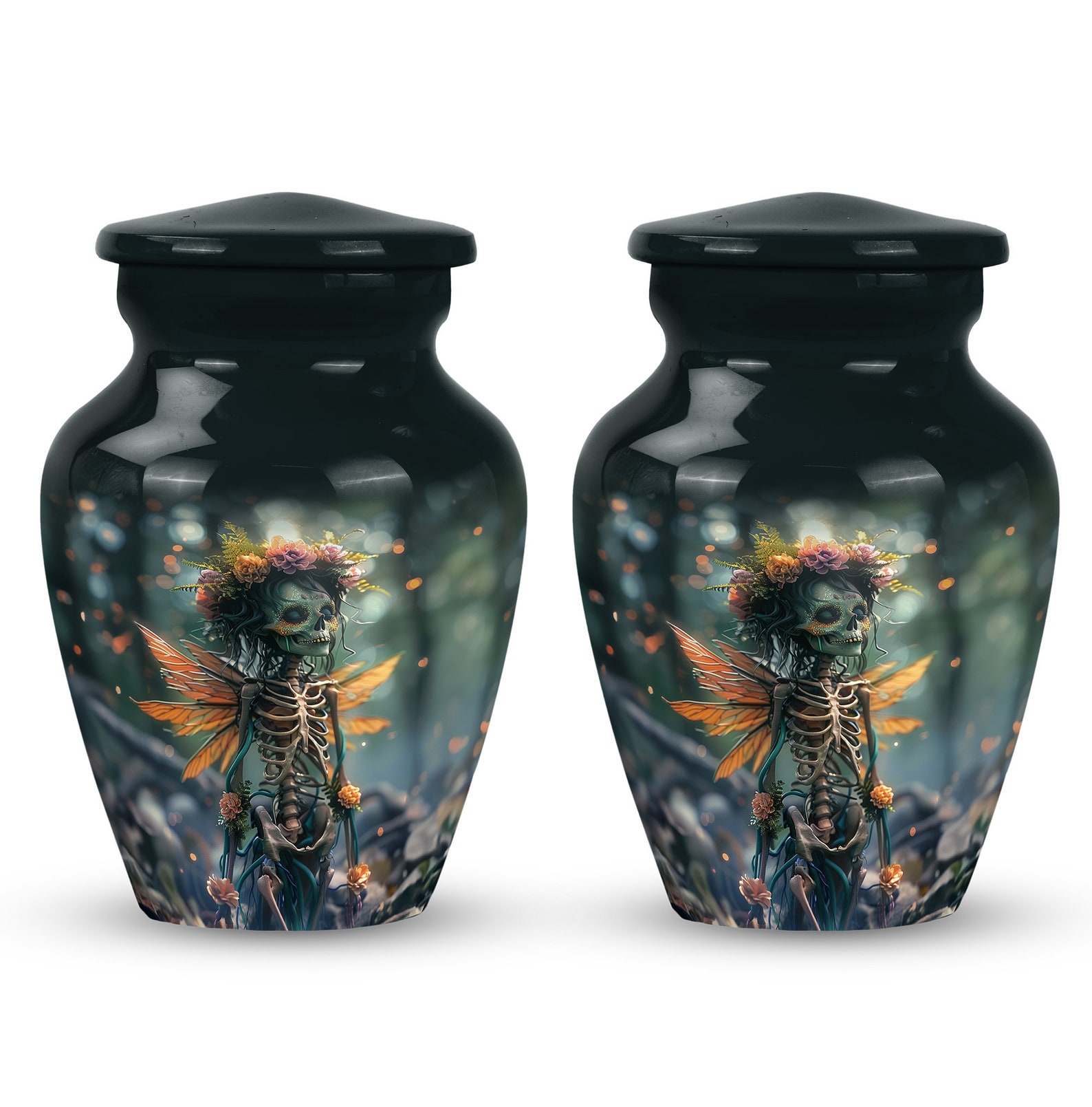 Skeleton Fairy Art Urn, Decorative Urn for Human Ashes - Metal Urns for ...