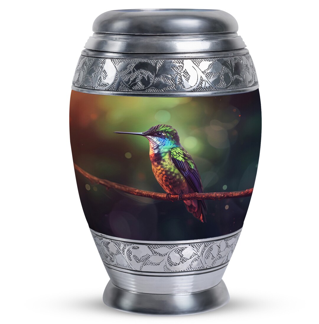 Hummingbird on Branch Urn for Human Ashes - Decorative Modern Urn ...