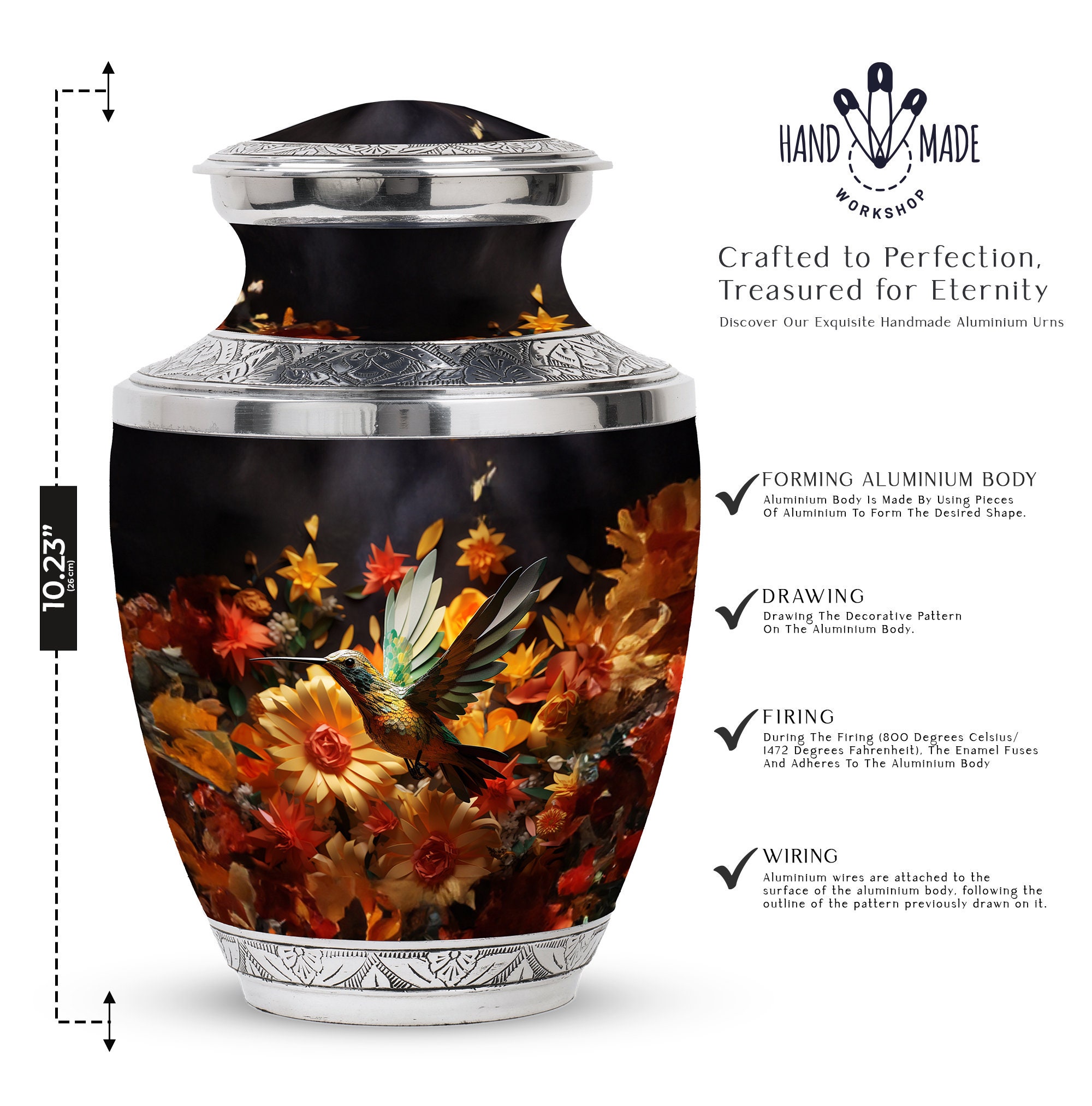 Yellow Hummingbird Flight Urn – Decorative Modern Urn for Human Ashes ...