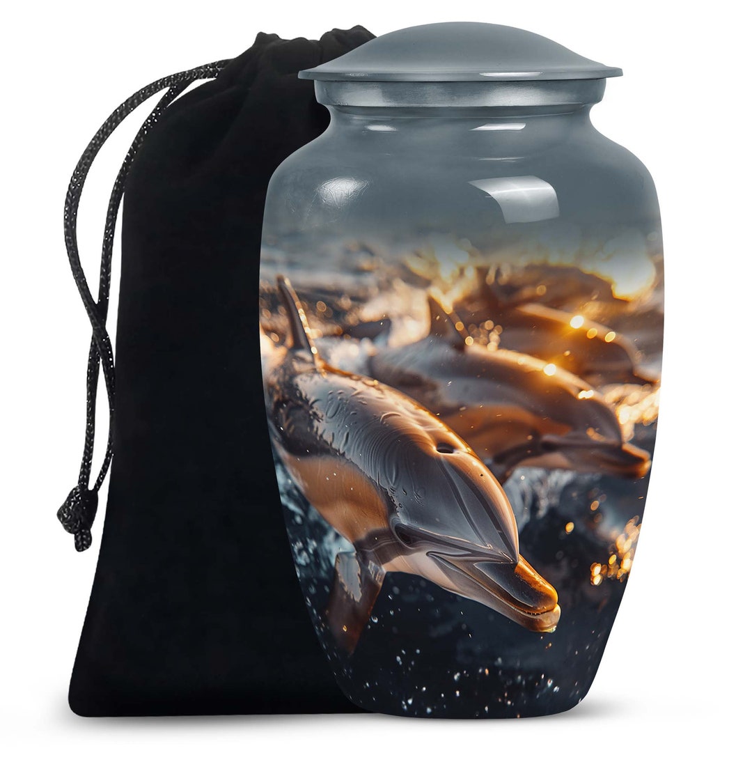 Dolphin Cremation Urn for Ashes, Sea Life Urn, Sunset Ashes Urn ...