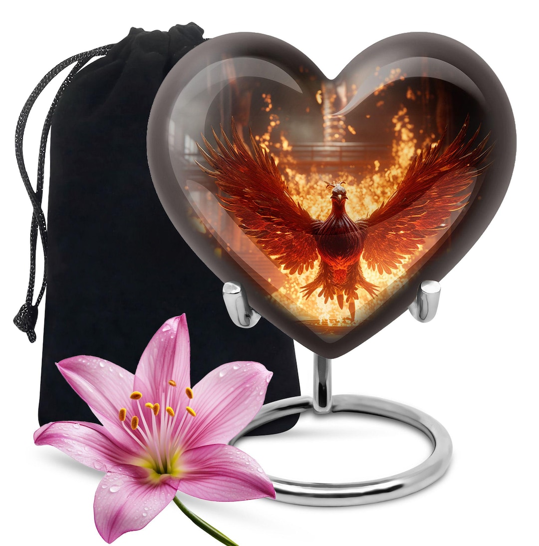 Phoenix Rebirth 10" Cremation Urn Set | Mythical Firebird Memorial Urn ...