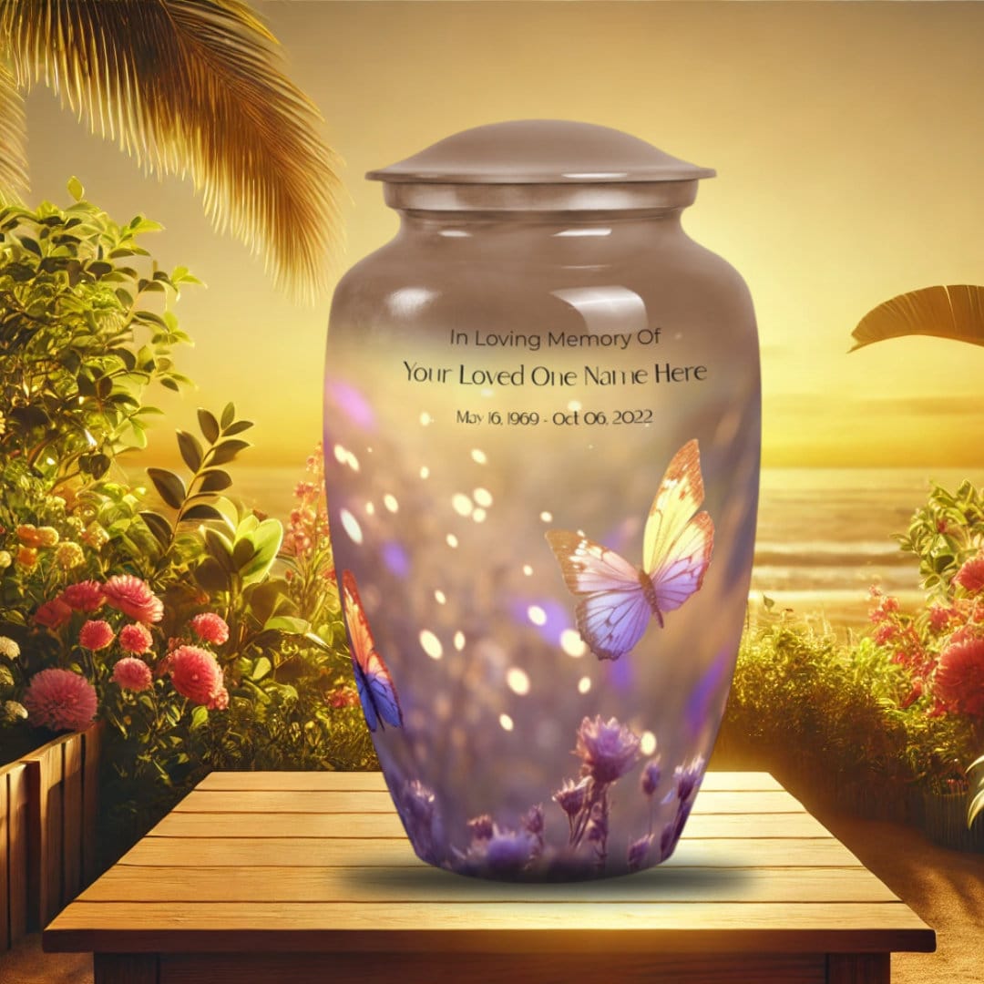 Serene Blue Butterflies Urns for Human Ashes, Large Cremation Urn for ...