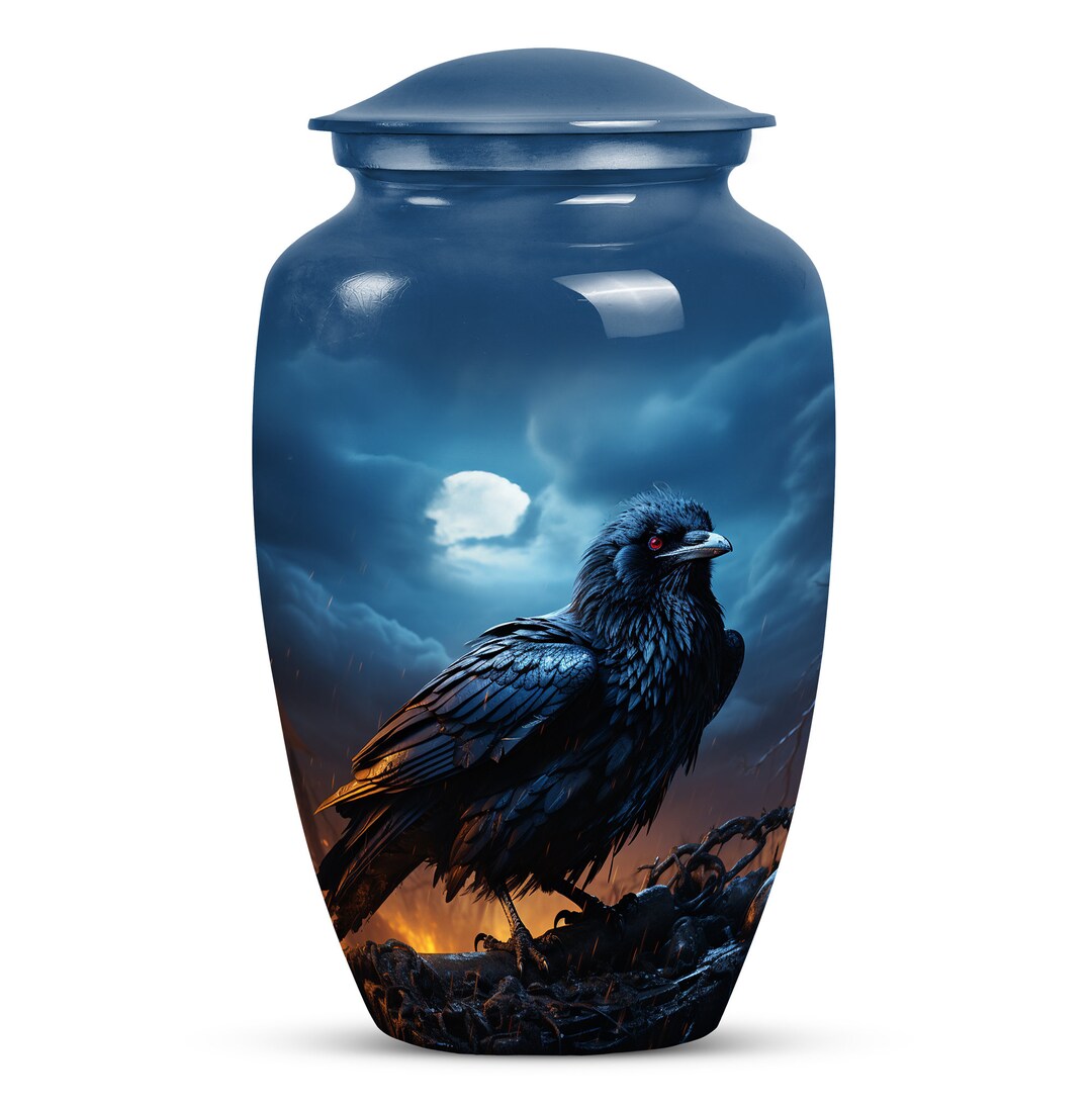 Stormy Sky Raven Decorative Urns for Cremation Ashes - Modern Urns for ...