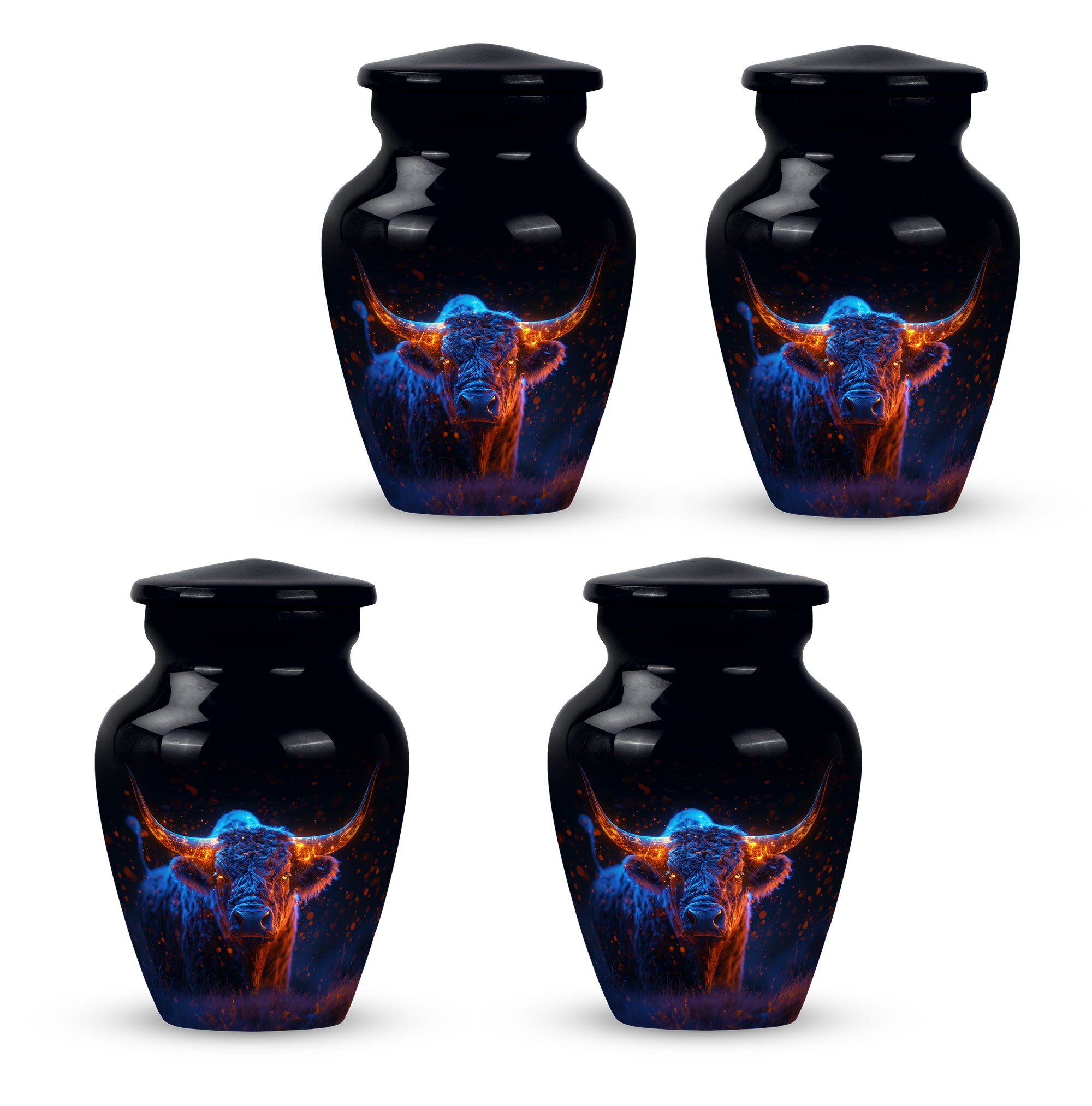 Blue Flame Buffalo Urn, Spiritual Animal Urn, Burial Urns for Adult ...
