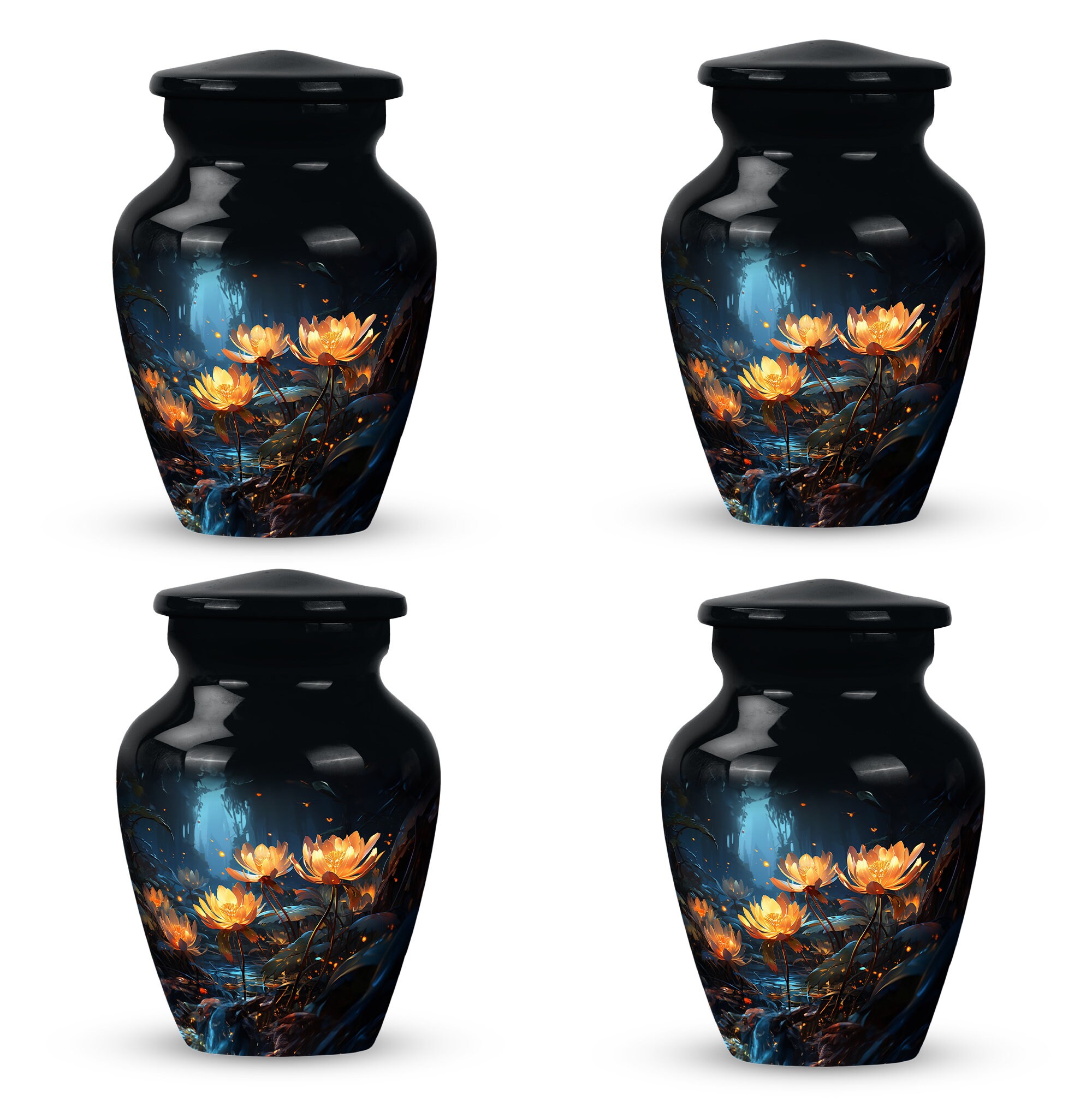 Luminous Flower Urn for Human Ashes Decorative Modern Urn Metal Urns ...