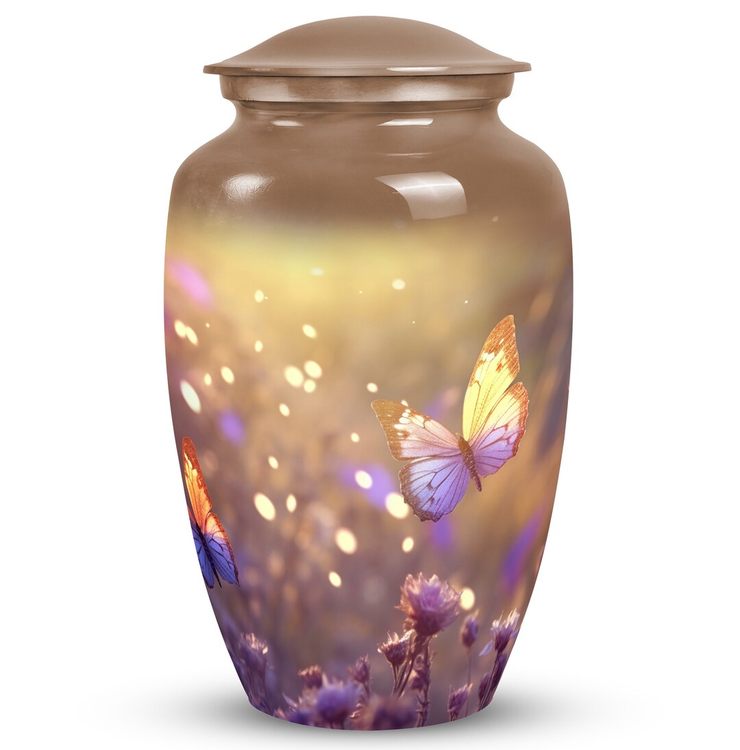 Purple Butterfly Urn Memorial Urn for Human Ashes, Decorative Keepsake ...