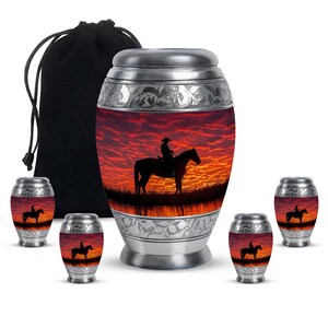 Cowboy Sunset Cremation Urn for Human Ashes - Handmade Large Adult Urn ...