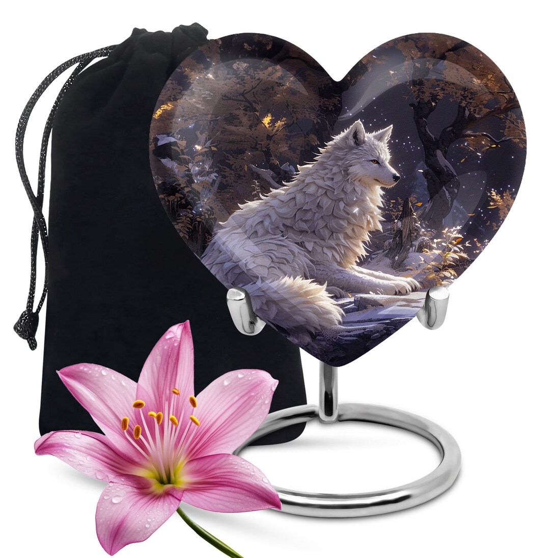 Wolf Themed Heart Urns for Human Ashes, Cremation Urns for Ashes for ...