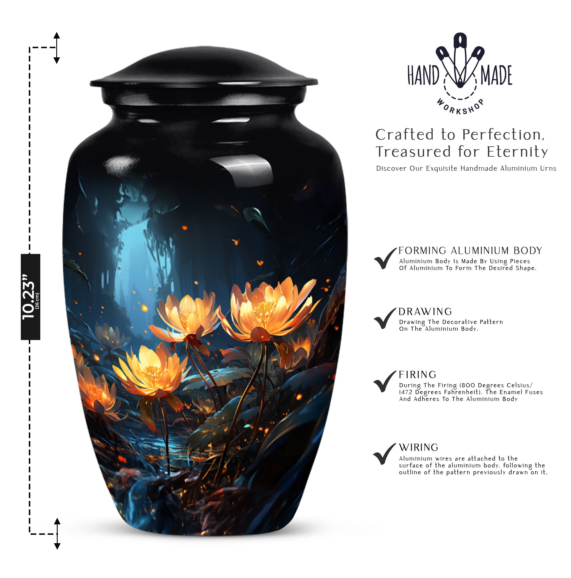 Luminous Flower Urn for Human Ashes Decorative Modern Urn Metal Urns ...