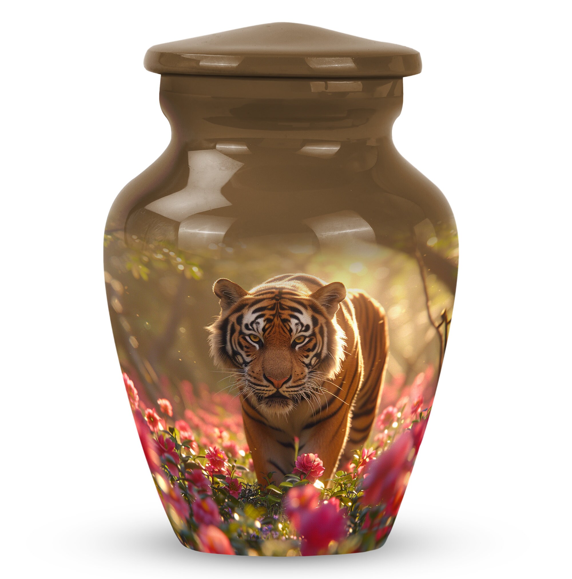 Wild Tiger in Blooms Cremation Urn for Ashes, Ashes Urn, Decorative Urn ...
