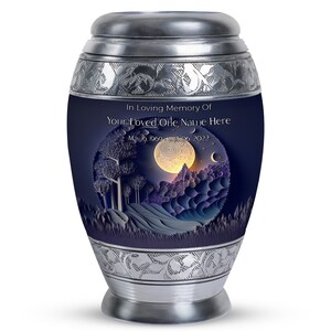 Papercut Landscape With Full Moon - Decorative Urn for Human Ashes ...