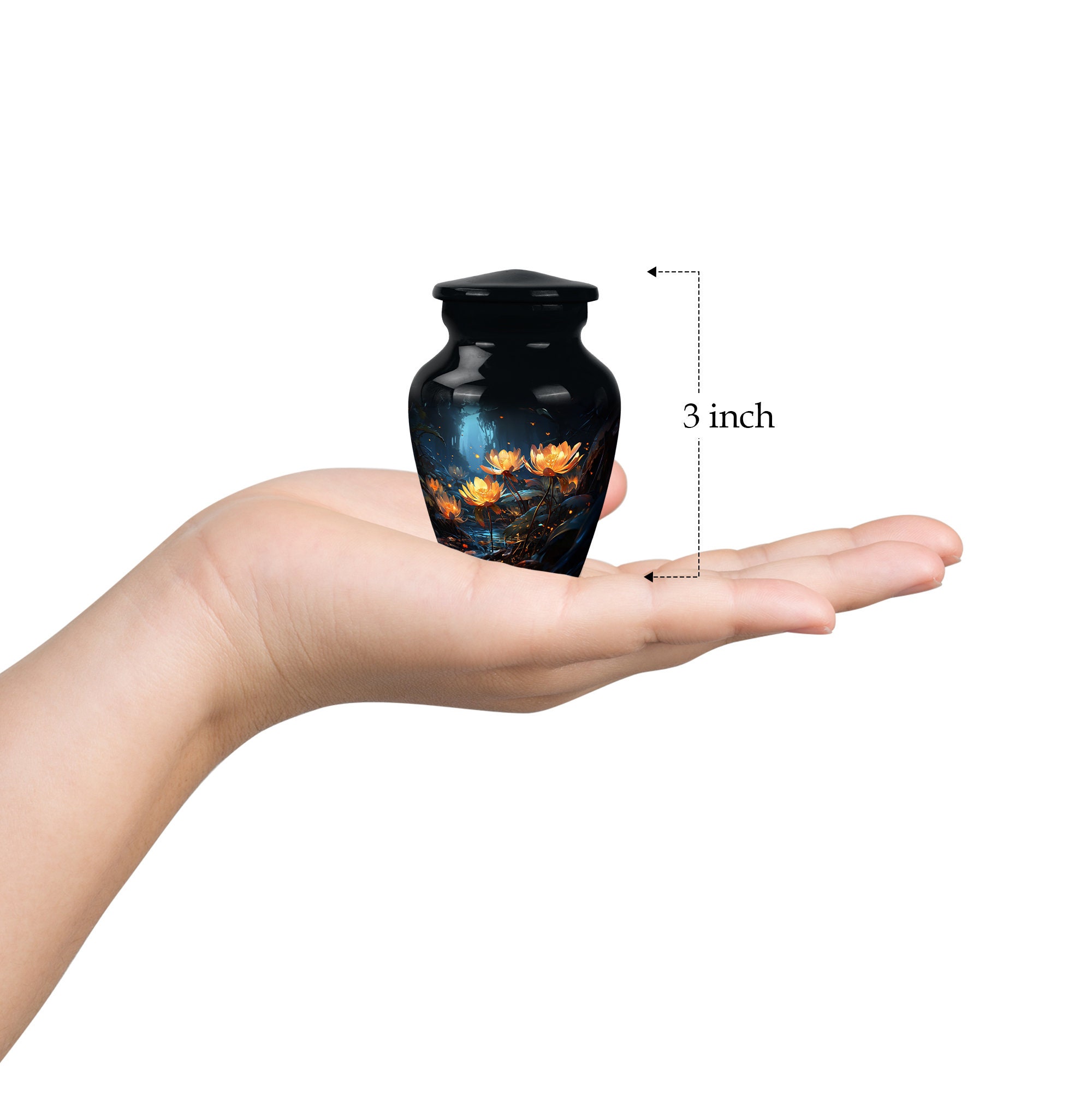 Luminous Flower Urn for Human Ashes Decorative Modern Urn Metal Urns ...