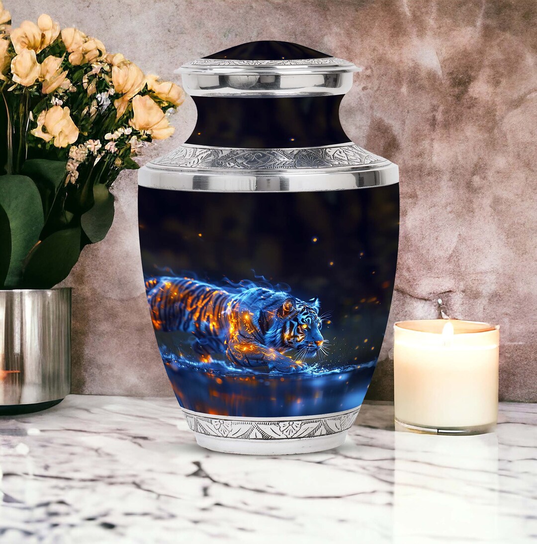 Blue Tiger Urns for Cremation Ashes - Modern Urns for Human Ashes ...