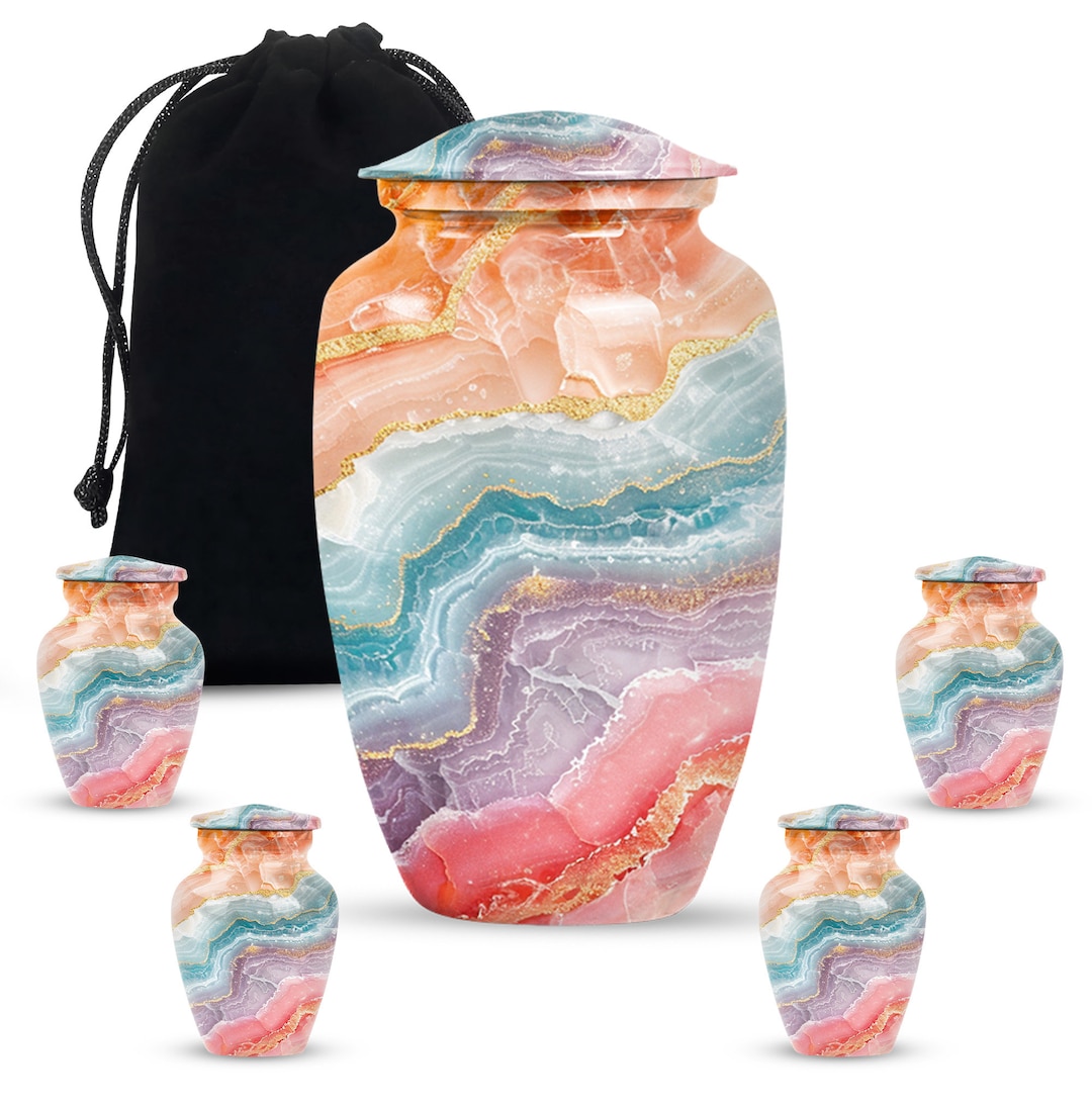 Vibrant Agate Pattern Urn for Human Ashes Keepsake and Full-size ...