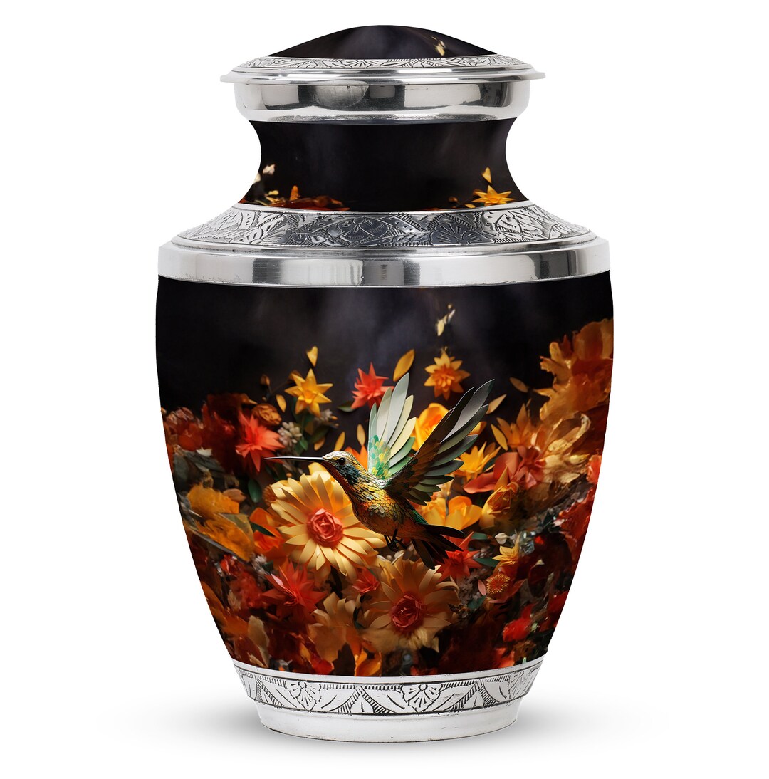 Yellow Hummingbird Flight Urn – Decorative Modern Urn for Human Ashes ...