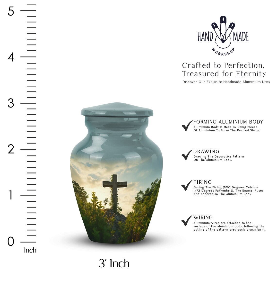 Christian Cross Memorial Urn for Human Ashes Funeral Home Decor ...