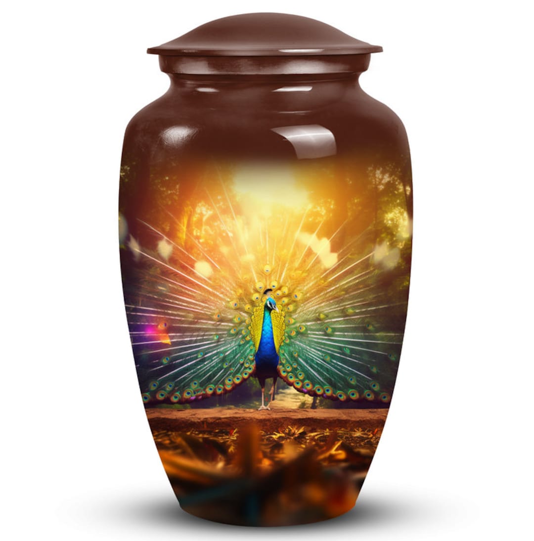 Peacock Cremation Urn for Human Ashes, Feathers Urn Wildlife Memorial ...