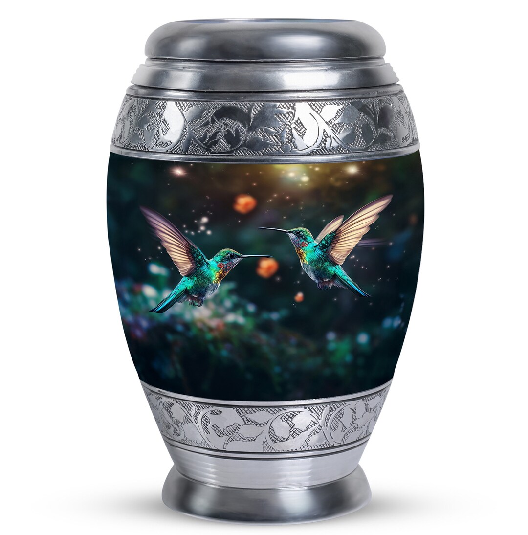 Dark Green Hummingbird Urns for Human Ashes - Metal Urns for Ashes for ...