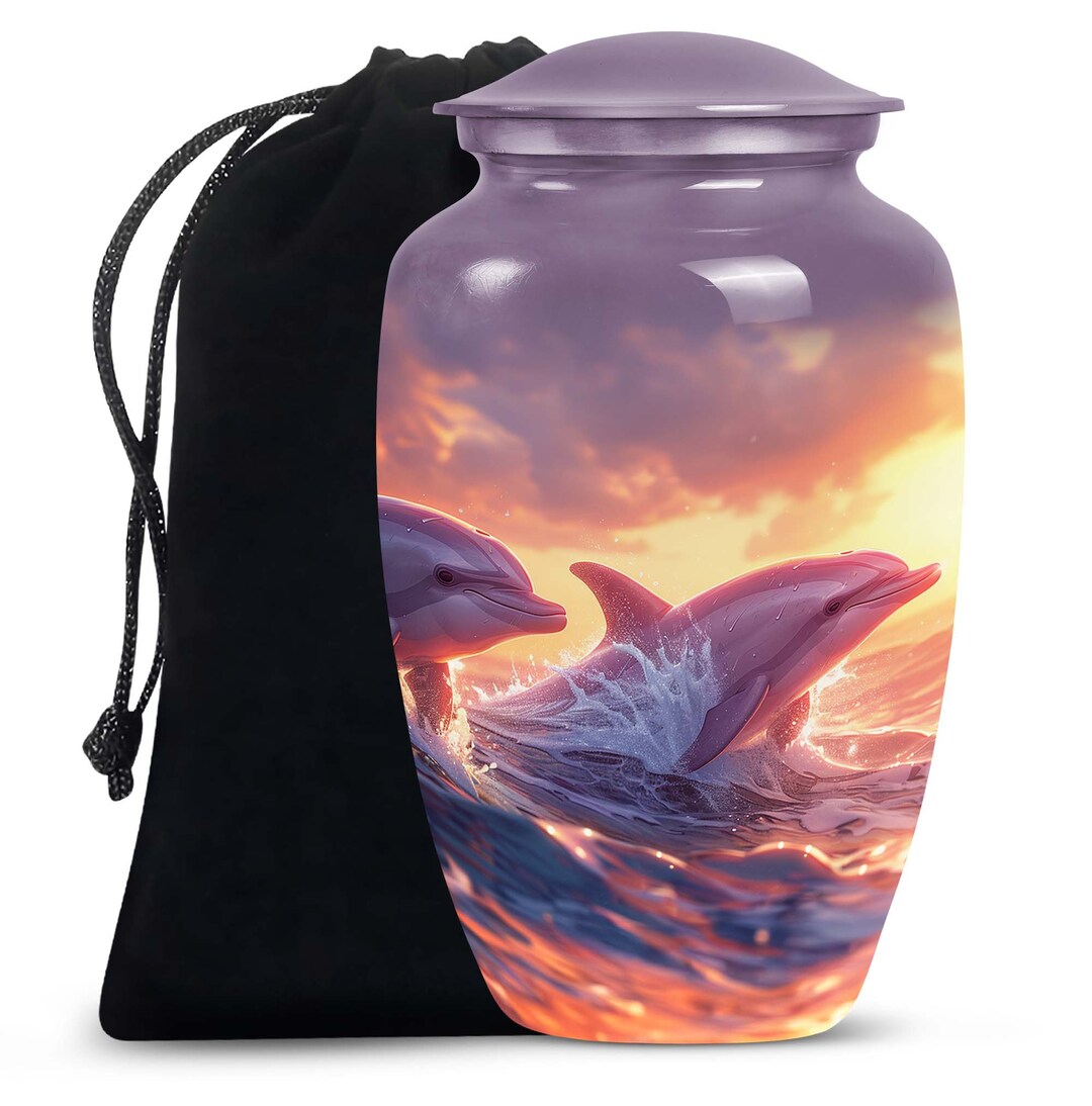 Playful Pod Dolphin Funeral Urn - Soft Purple & Sunset Urn for Ashes ...