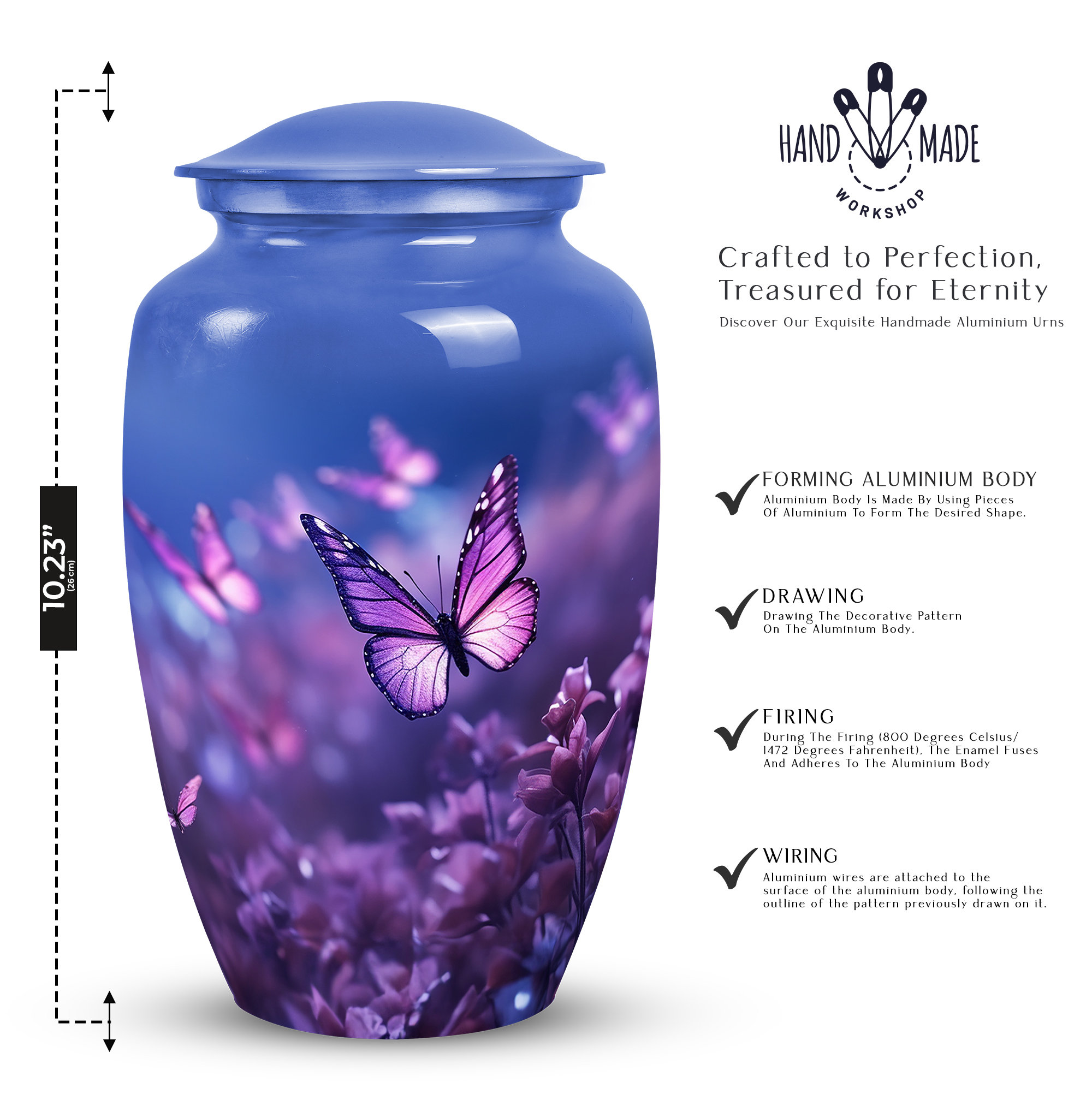 Purple Butterfly and Lavender Urn With A Tranquil Design Butterfly ...