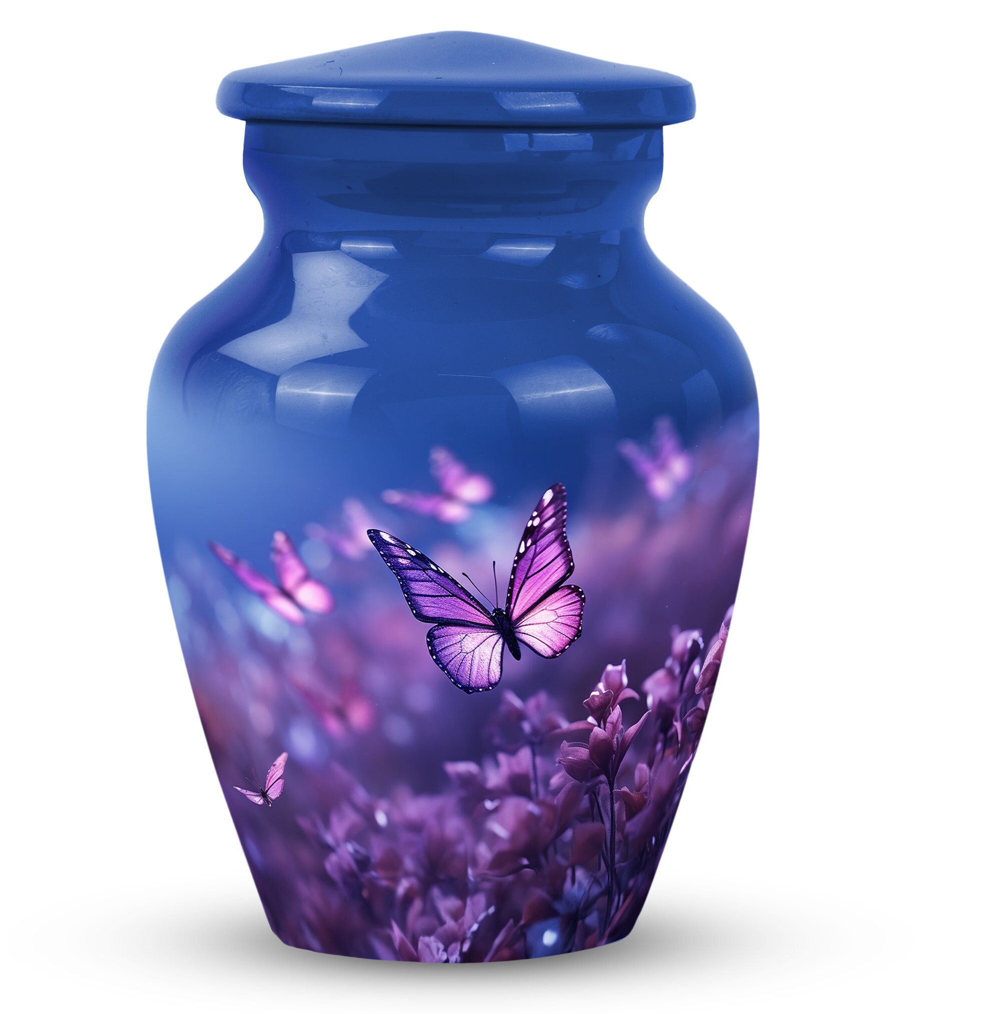 Purple Butterfly and Lavender Urn With A Tranquil Design Butterfly ...