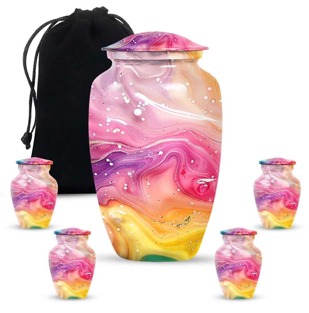Swirl Pattern Pink Urn for Human Ashes, Personalized Decorative Urn for ...