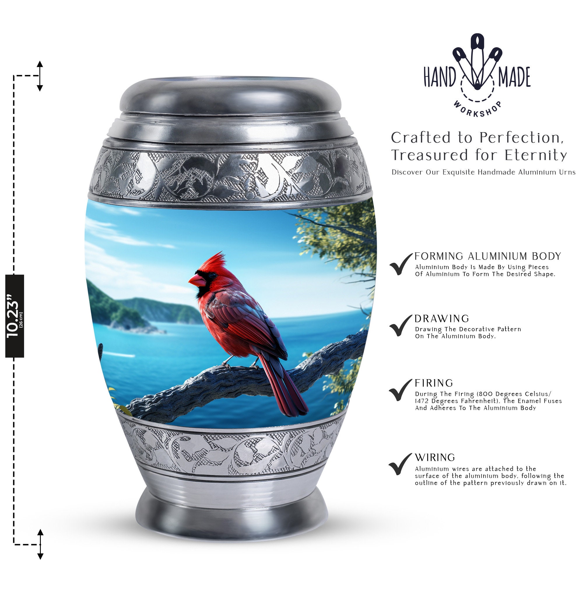 Cardinal Bird Sitting Urn Bird Motif Urn, Decorative Modern Urn for ...