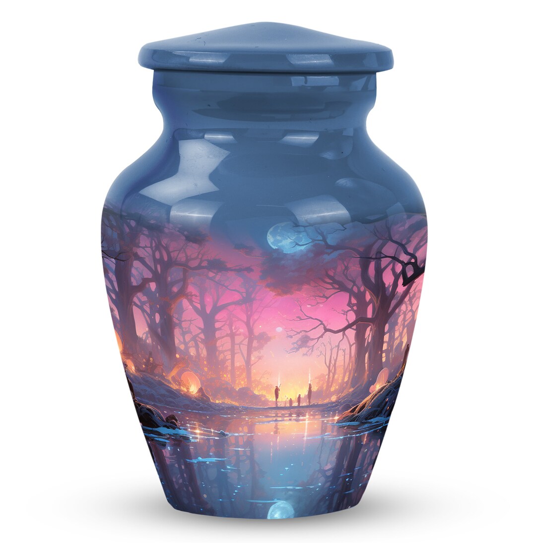 Decorative Urn With Forest and Stars, Modern Urn for Human Ashes Urns ...