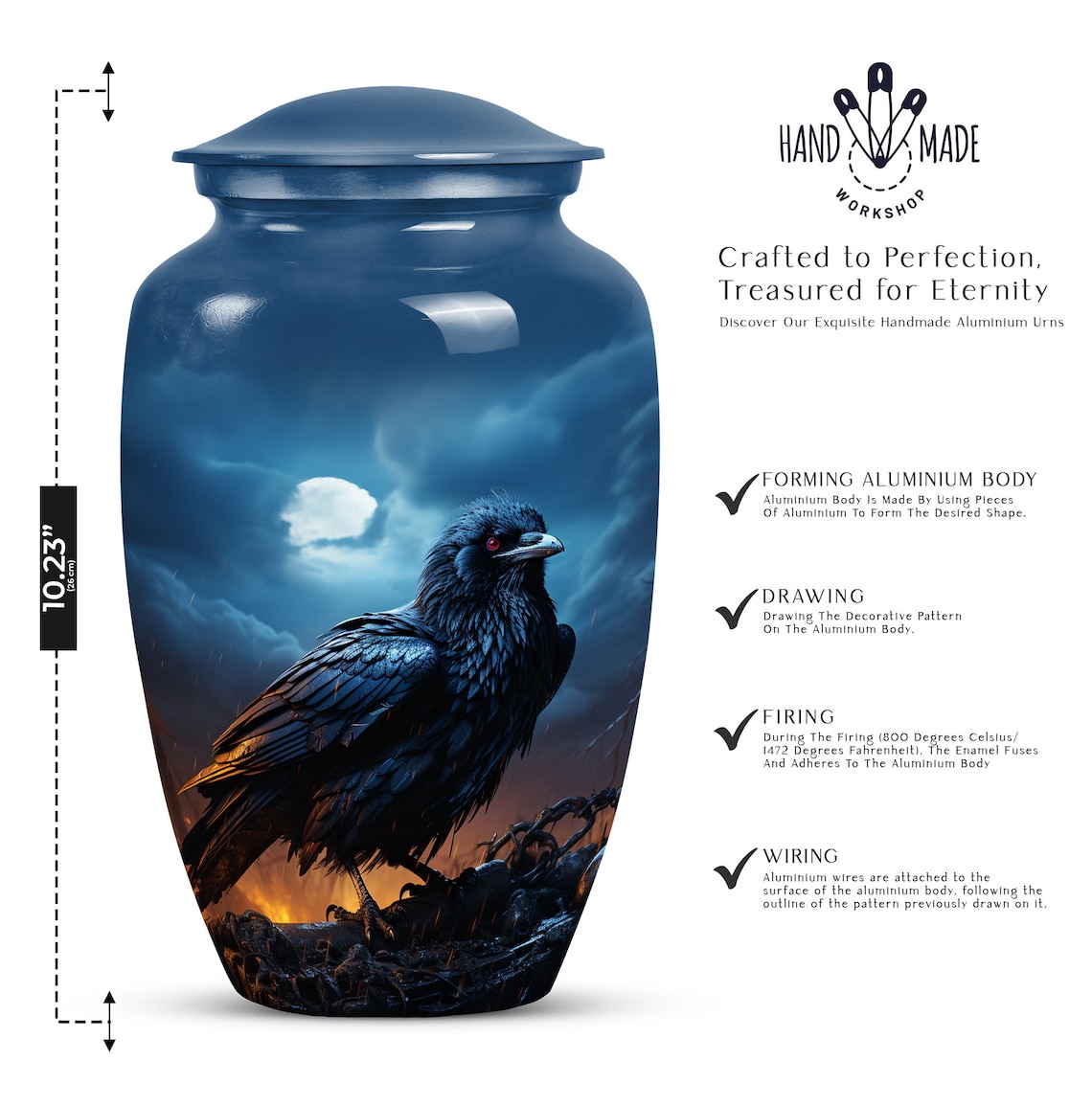 Stormy Sky Raven Decorative Urns for Cremation Ashes - Modern Urns for ...