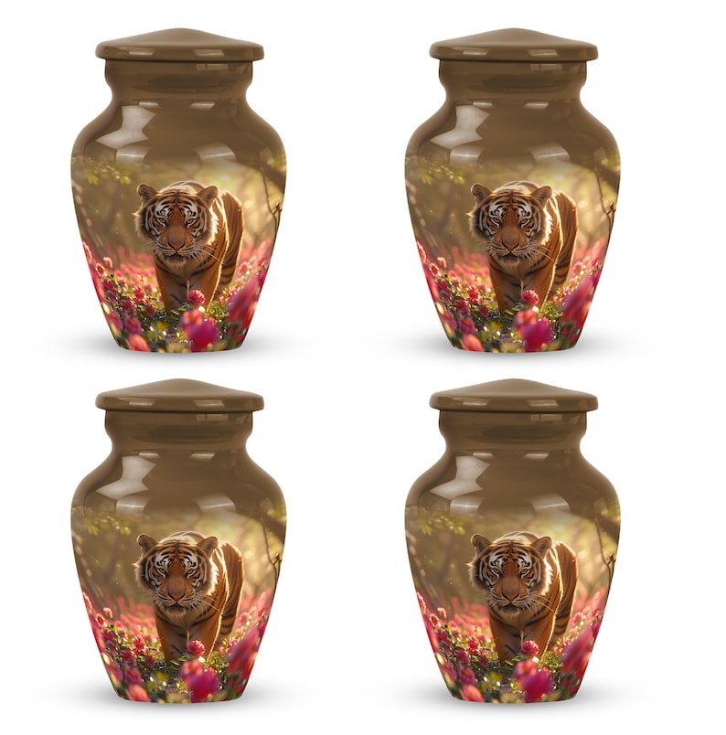 Wild Tiger in Blooms Cremation Urn for Ashes, Ashes Urn, Decorative Urn ...