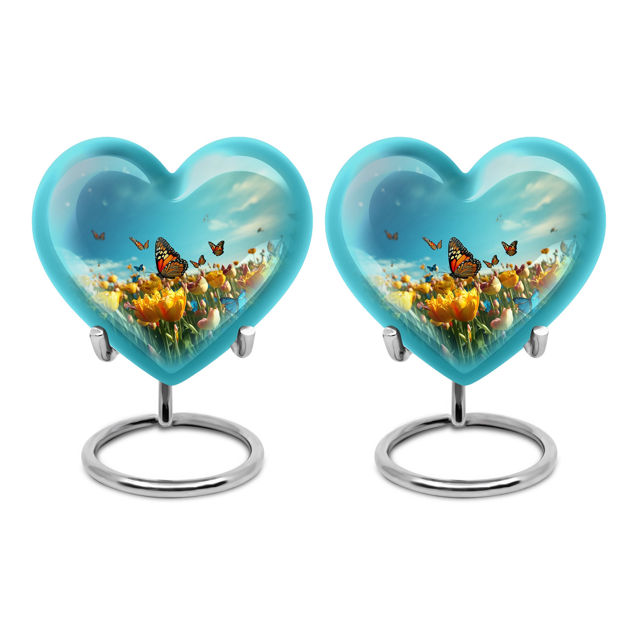 Spring Meadow Butterfly Heart Urn for Human Ashes, Metal Urns for Ashes ...