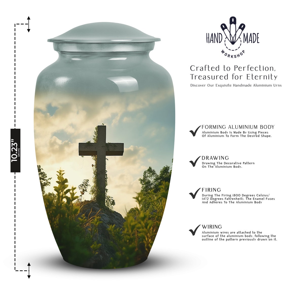Christian Cross Memorial Urn for Human Ashes Funeral Home Decor ...