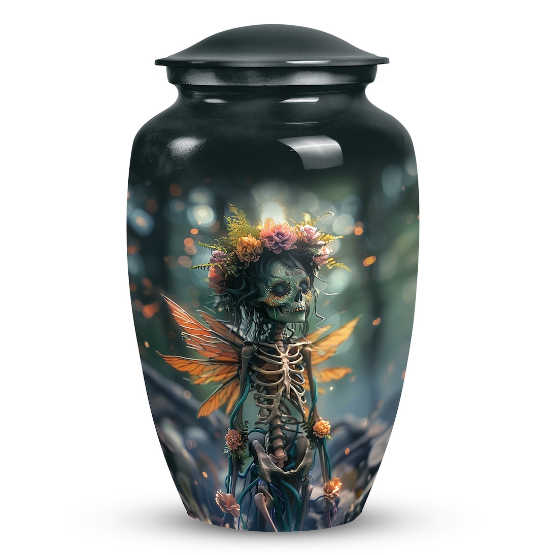 Skeleton Fairy Art Urn, Decorative Urn for Human Ashes Metal Urns for ...