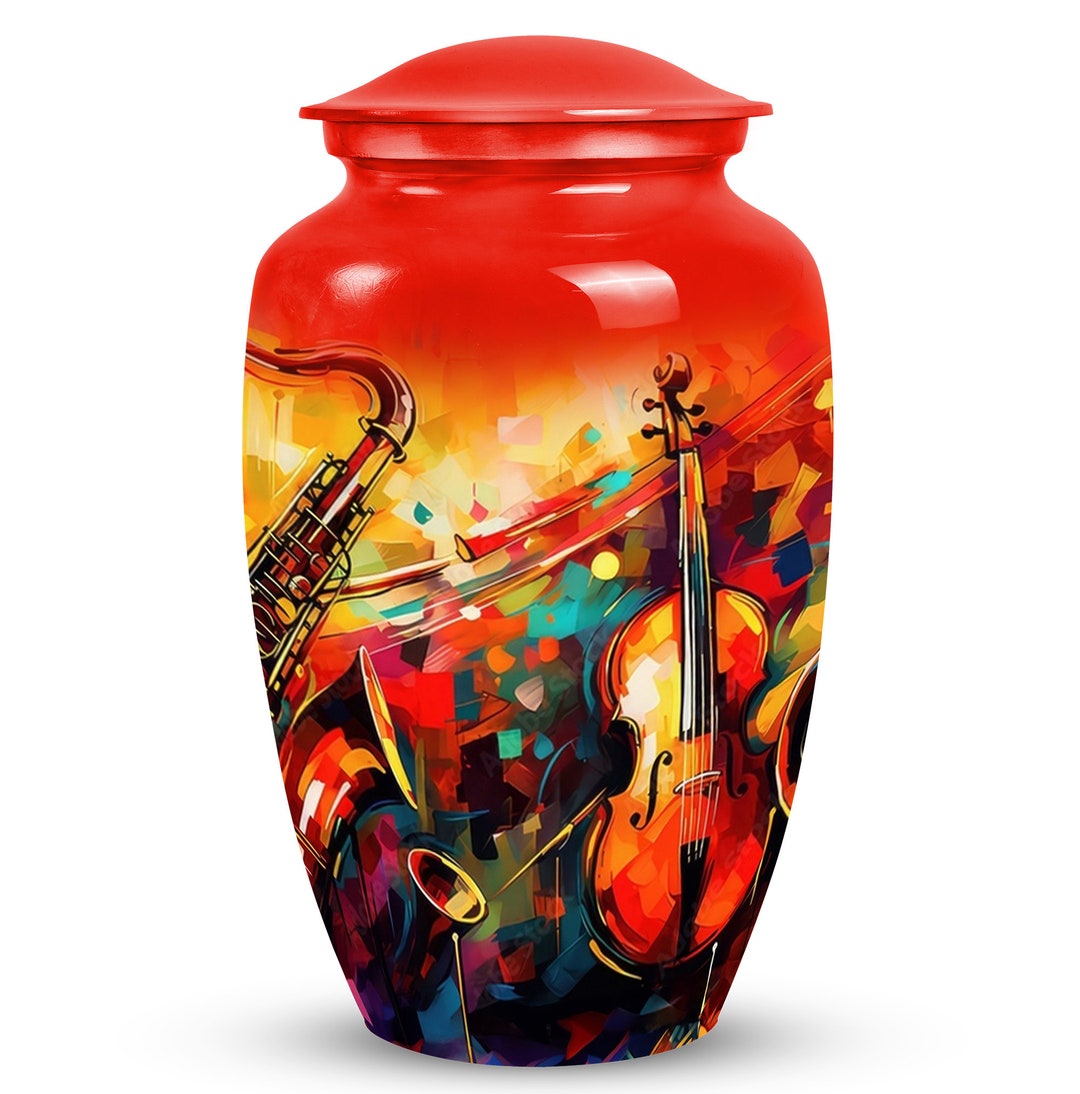 Saxophone and Violin Fusion Art Urn for Ashes, Decorative Modern Urns ...