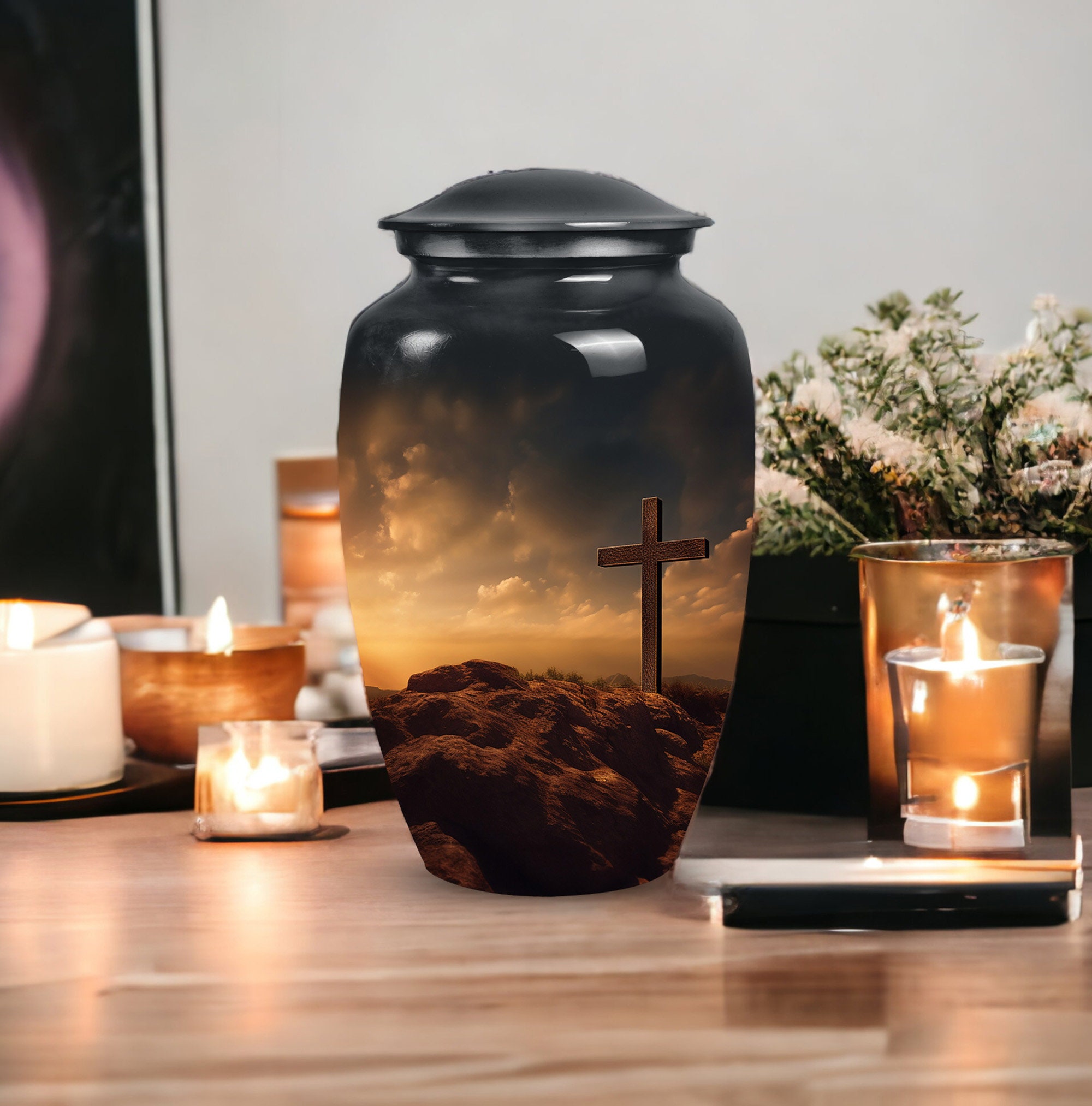 Prayerful Memorial Urn for Human Ashes Spiritual Urn Large Heavenly ...