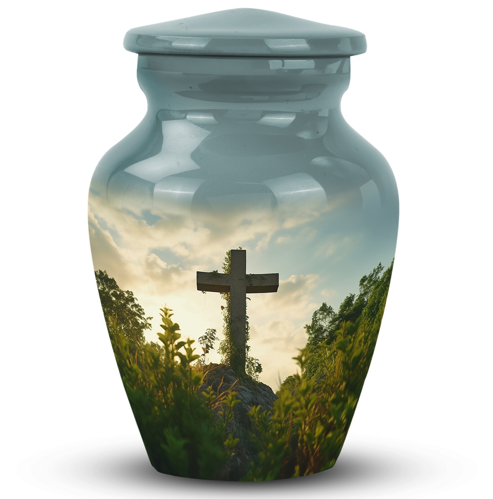 Christian Cross Memorial Urn for Human Ashes Funeral Home Decor ...
