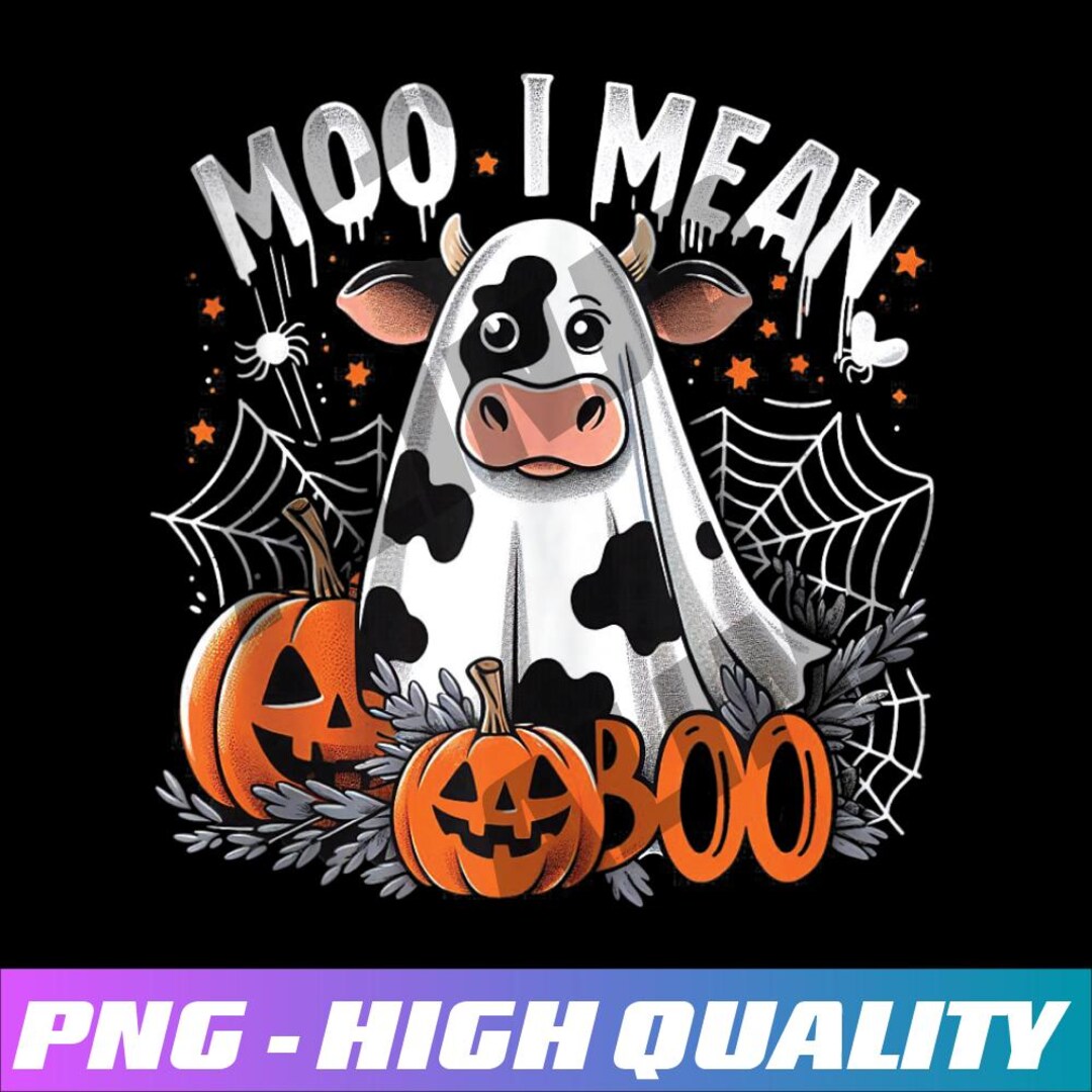 Cute Ghost Cow Moo I Mean Boo Halloween Funny Cow Lover PNG File, Farm ...