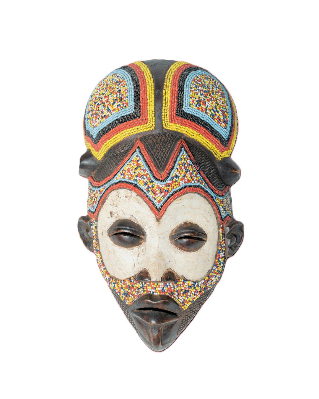 Hand-painted Chokwe Warrior Mask - Central African Ceremonial Art ...