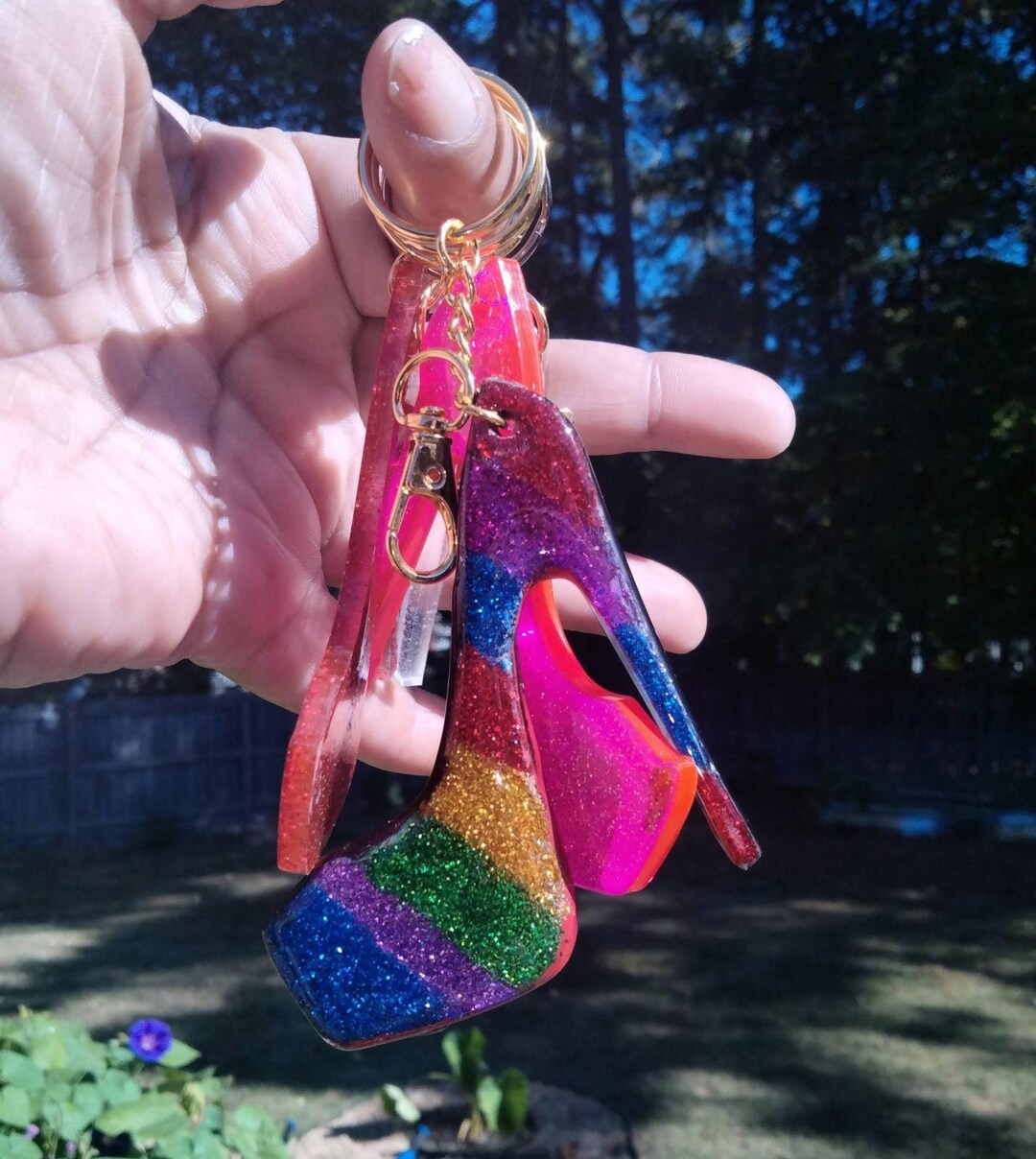 Stiletto Keychain|cinderella Glass Slipper Keychain|multi-colored ...