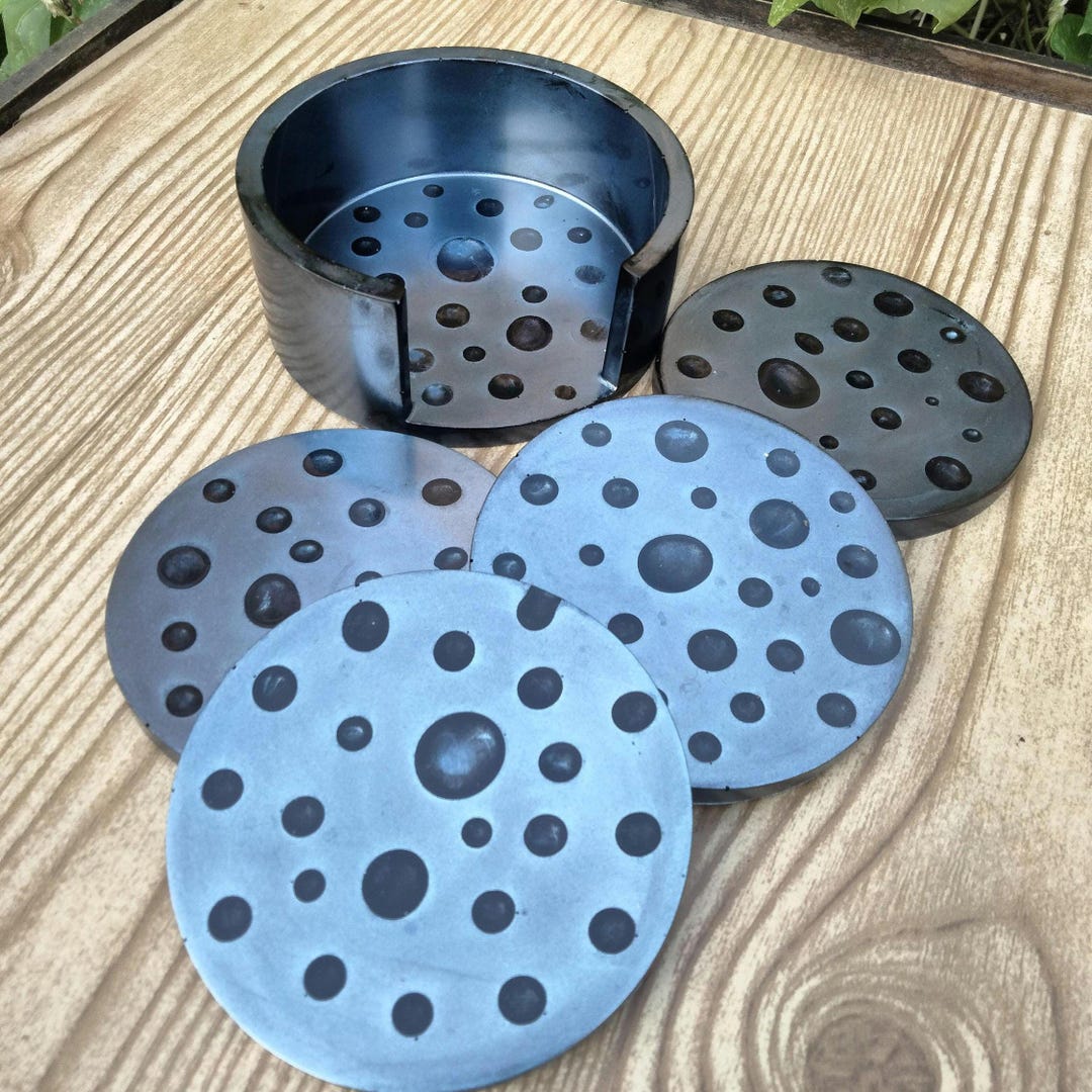 5-piece Rustic Water Drop Effect Coaster Setmetallic Coaster Set 5 ...