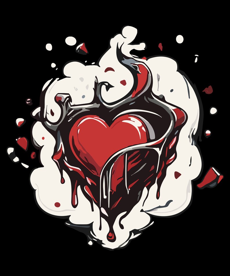 Melted Heart SVG File Hearth Comic Heart Images Clipart Heart SVG Image ...