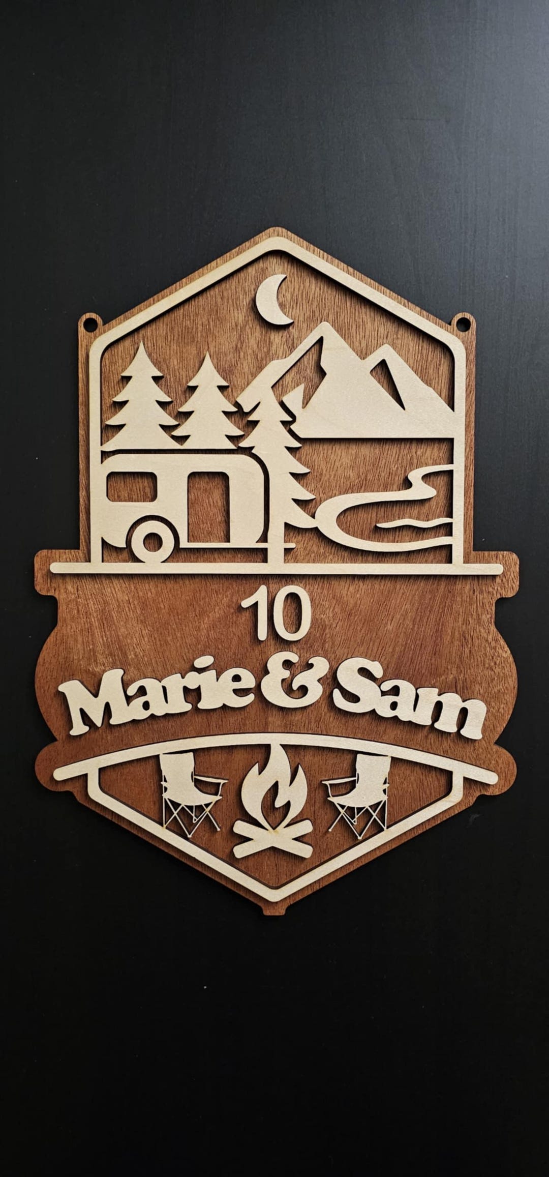 Personalized Camping Decorative Plaque - Engraved Wooden Sign With ...