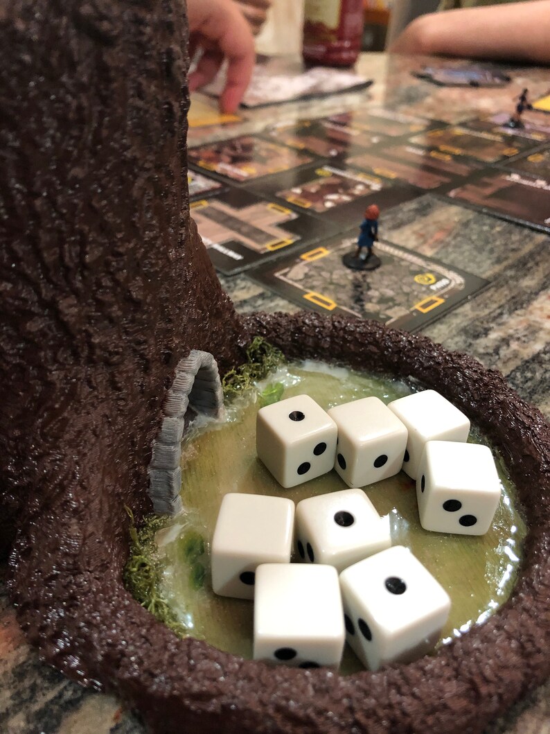 Tree Log Cave Dice Tower With Fish Pond 3D Printed and Fully - Etsy