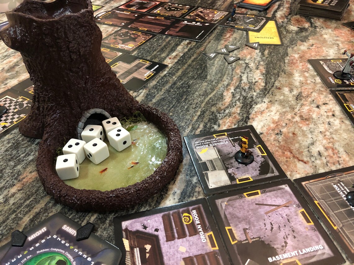 Tree Log Cave Dice Tower with Fish Pond 3D Printed and Fully | Etsy