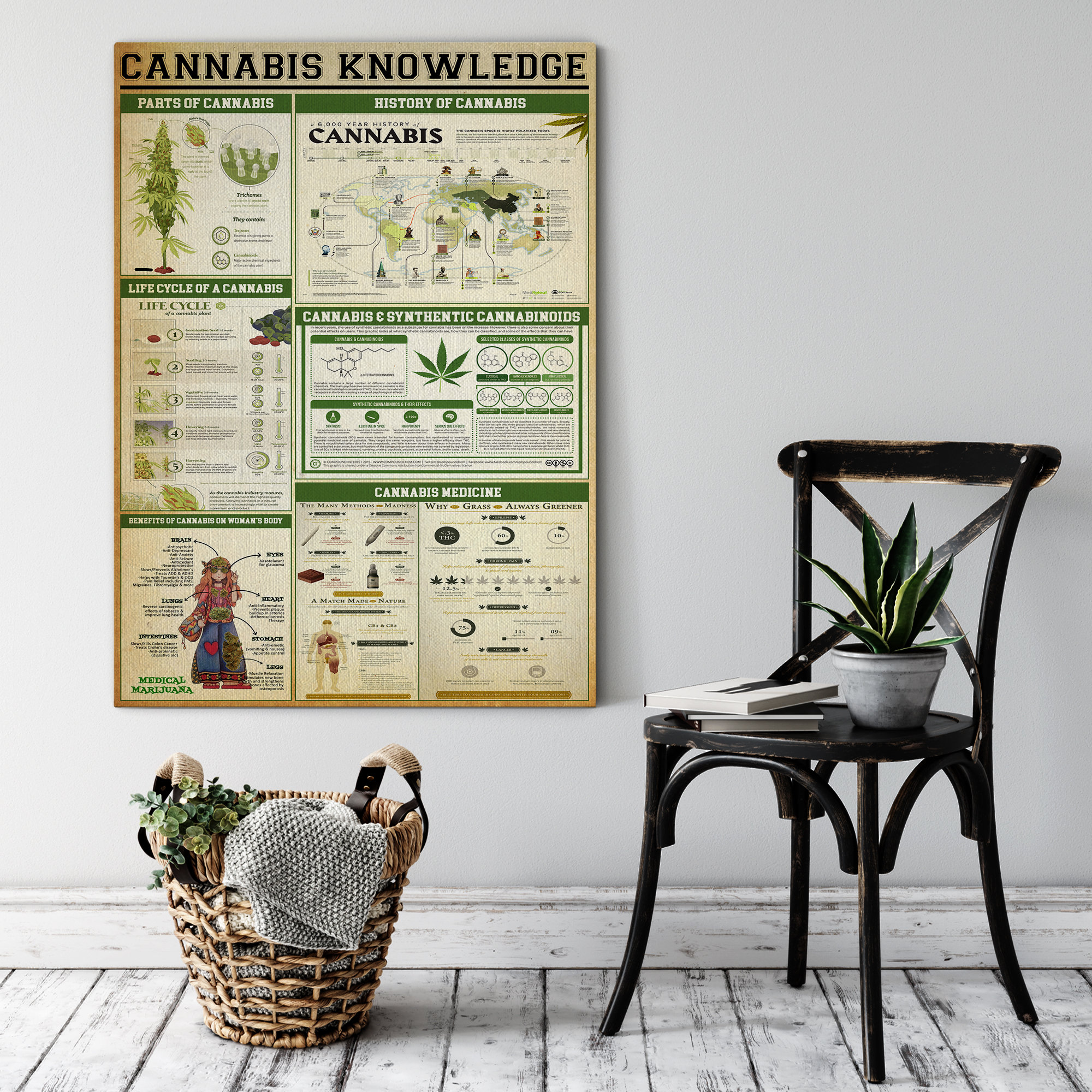 Cannabis Knowledge Poster Marijuana knowledge Vintage Poster | Etsy