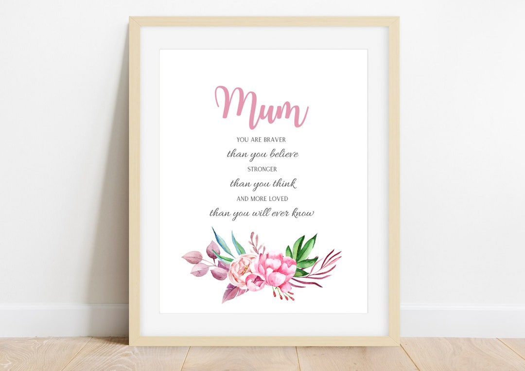 Mum Art Print, Mother’s Day Printable Gift, Thank You Mum, Mum Quote ...