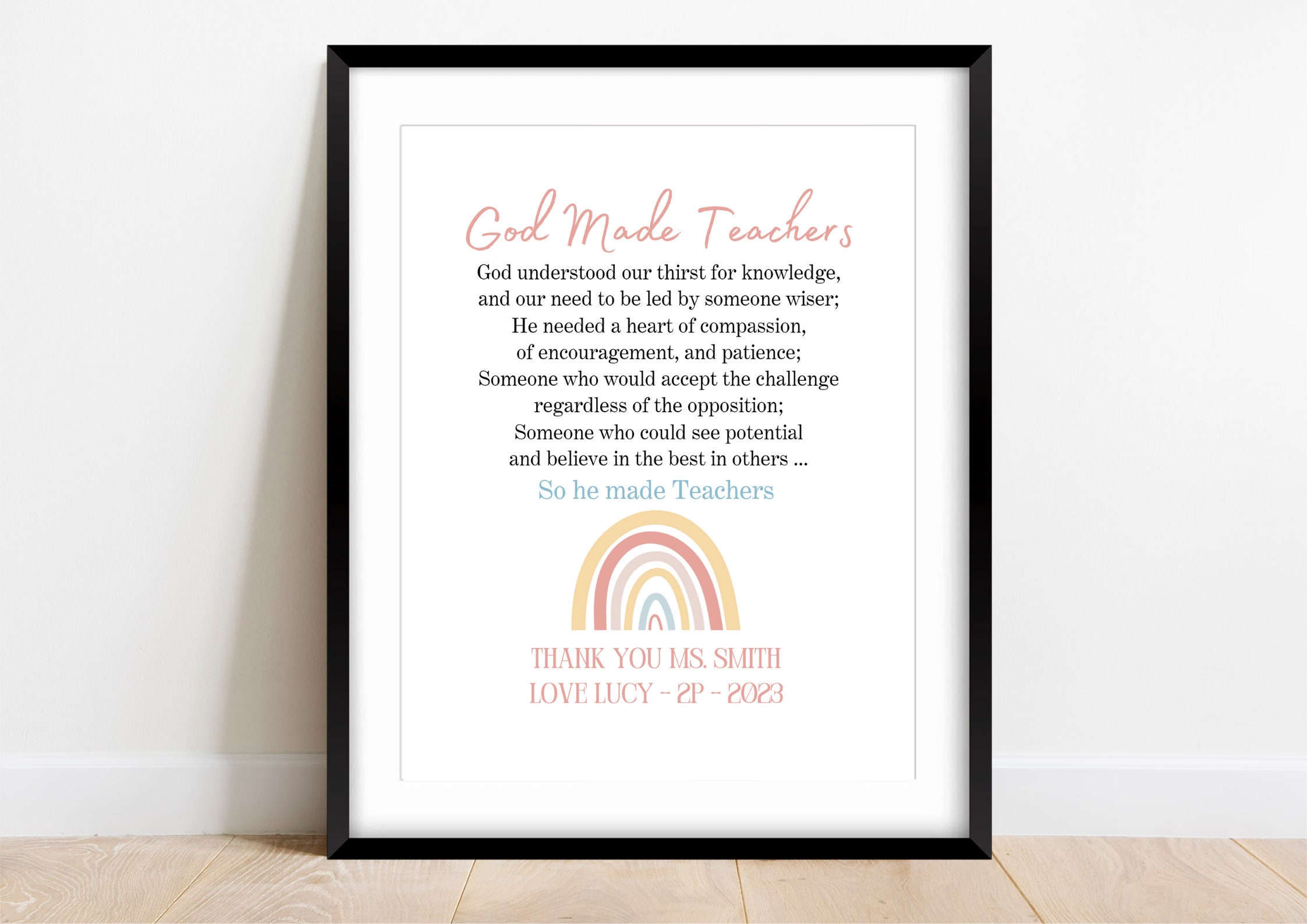 CUSTOM God Made Teachers Print, Teacher Appreciation Print, End of Year ...