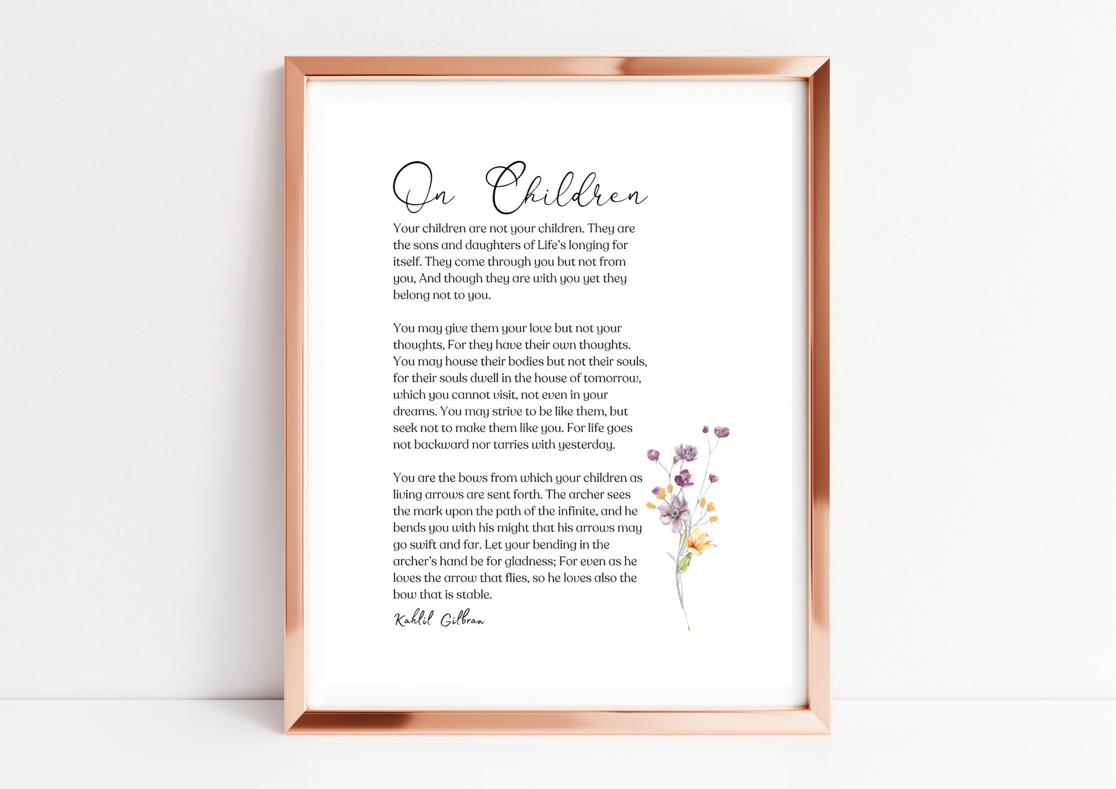 Kahlil Gibran Poem, on Children, Poem About Children, Gift for Parents ...