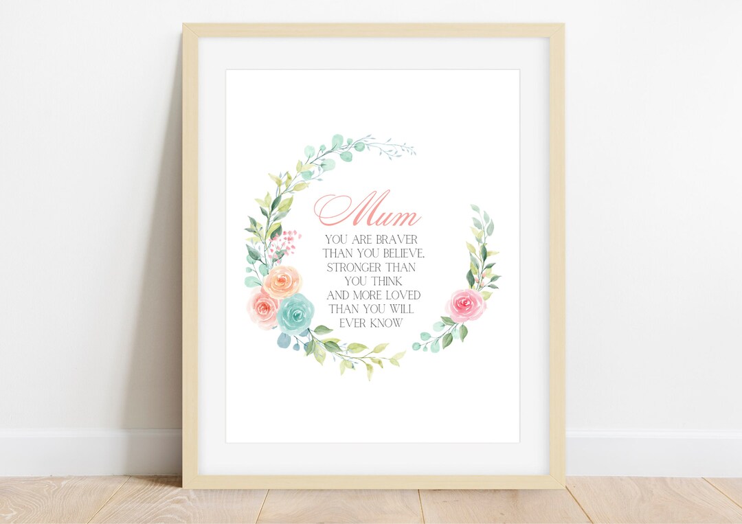Mum Art Print, Mother’s Day Printable Gift, Thank You Mum, Mum Quote ...