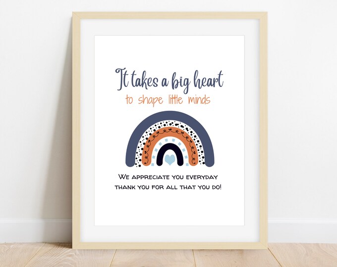Teacher Appreciation Print, End of Year Teacher Gift, Thank You Teacher ...